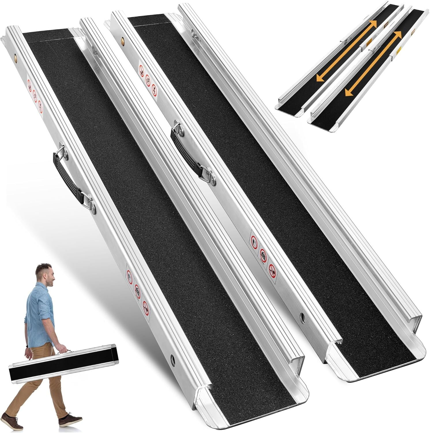 6FT Portable Wheelchair Ramp, Adjustable Aluminum Ramps for Wheelchairs ...