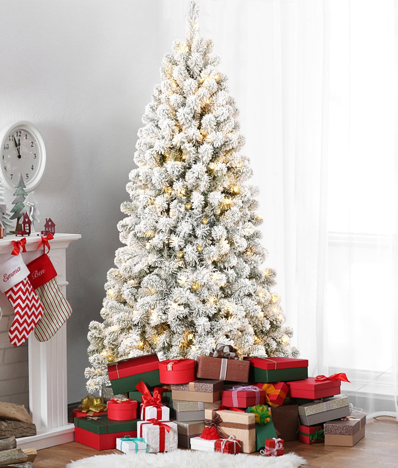 Seizeen 6FT Pre-Lit Christmas Tree, Santa Hat Design, 300 Lights, 10 ...