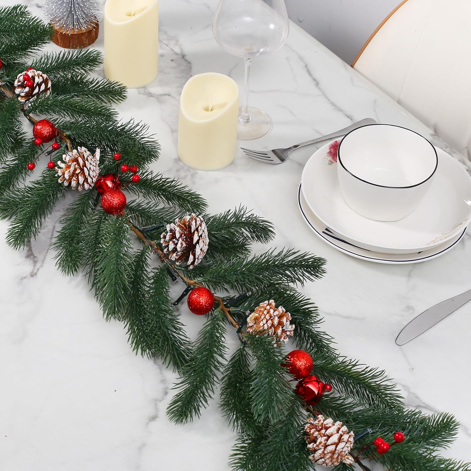 6FT Pre-Lit Christmas Garland with 8 Lighting Modes, 50 LED Lights ...