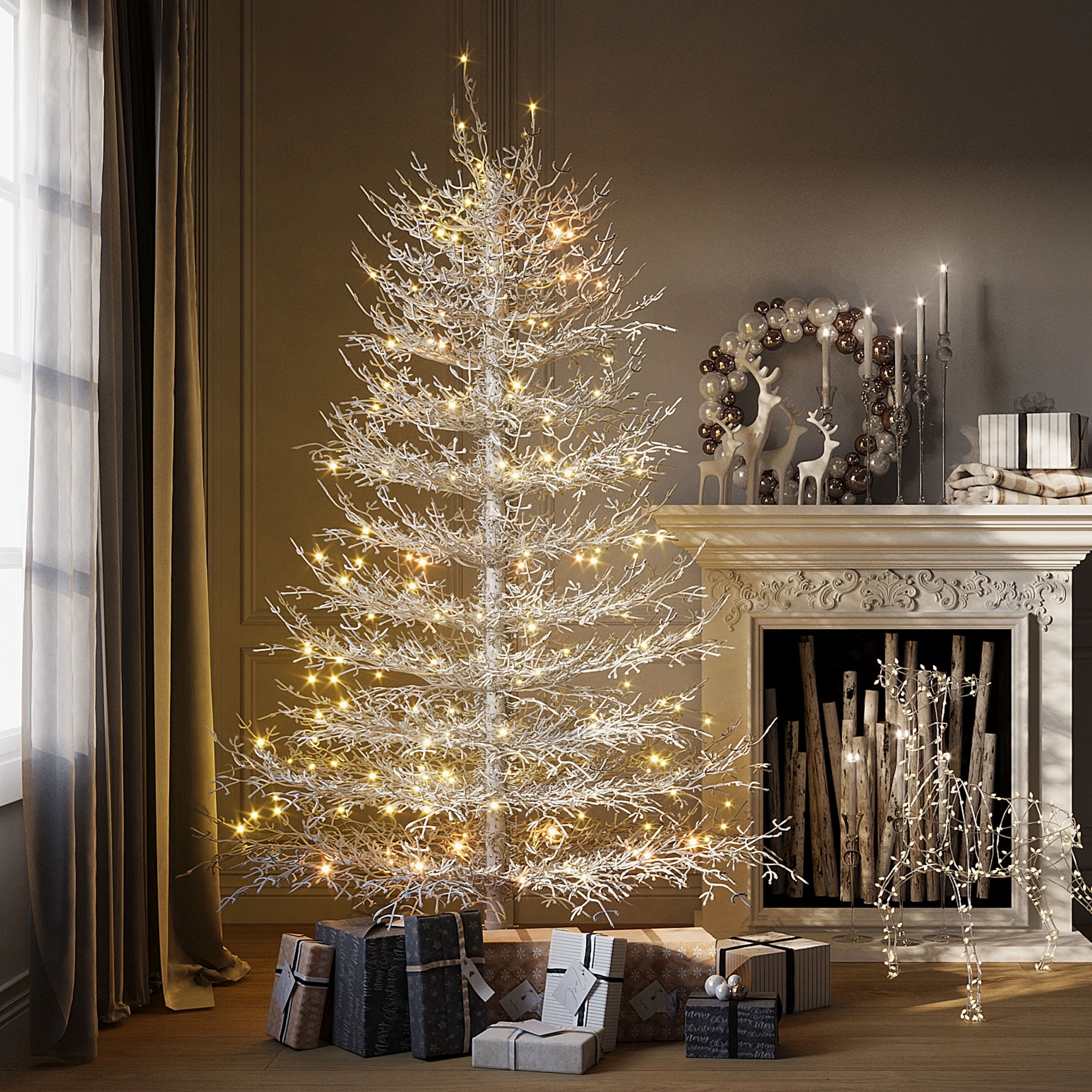6FT Pre-lit Aspen Fir Artificial Christmas Tree, Hinged Xmas Tree 623 ...