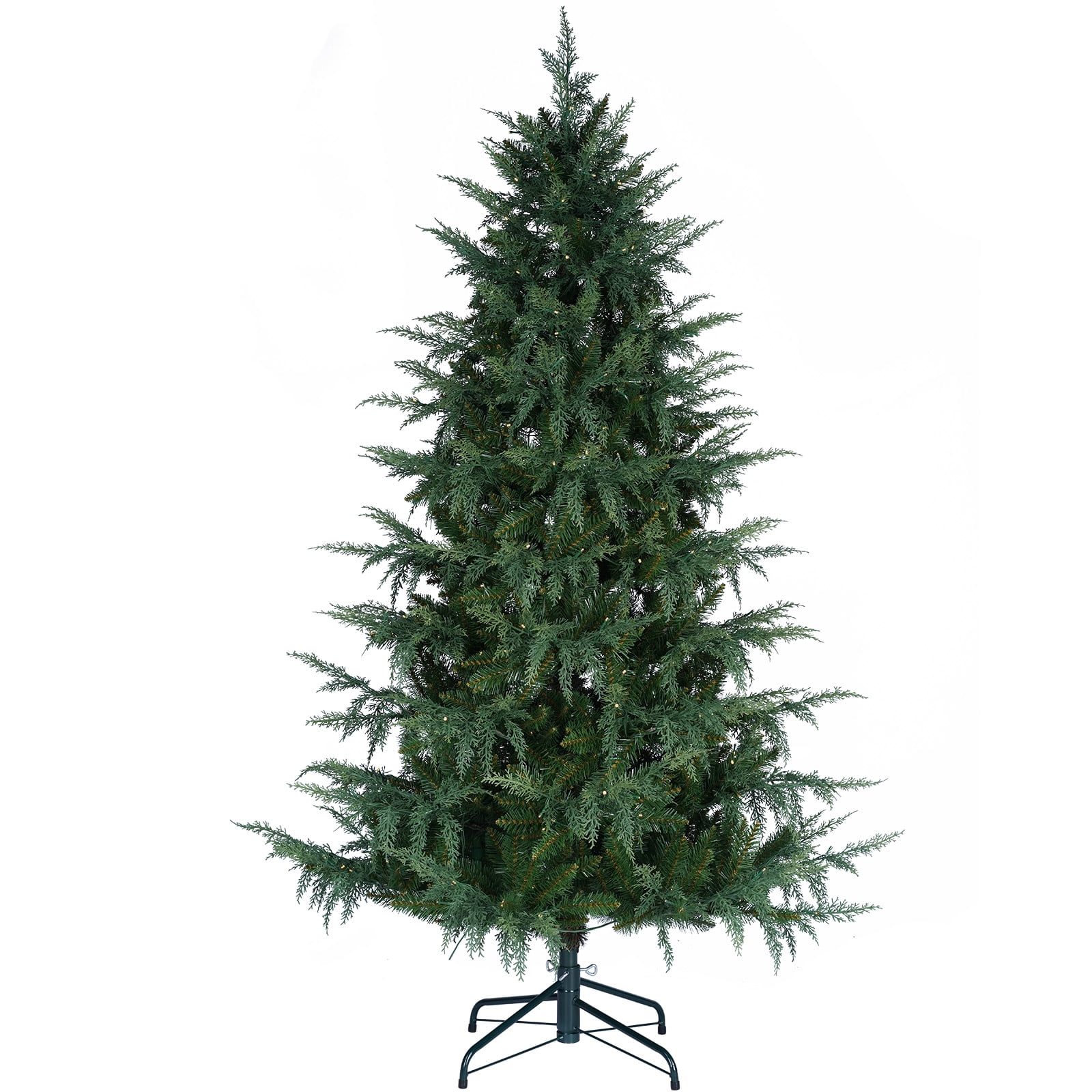 6FT Prelit Cedar Christmas Tree, 1718 Branch Tips, Realistic PVC+PE ...