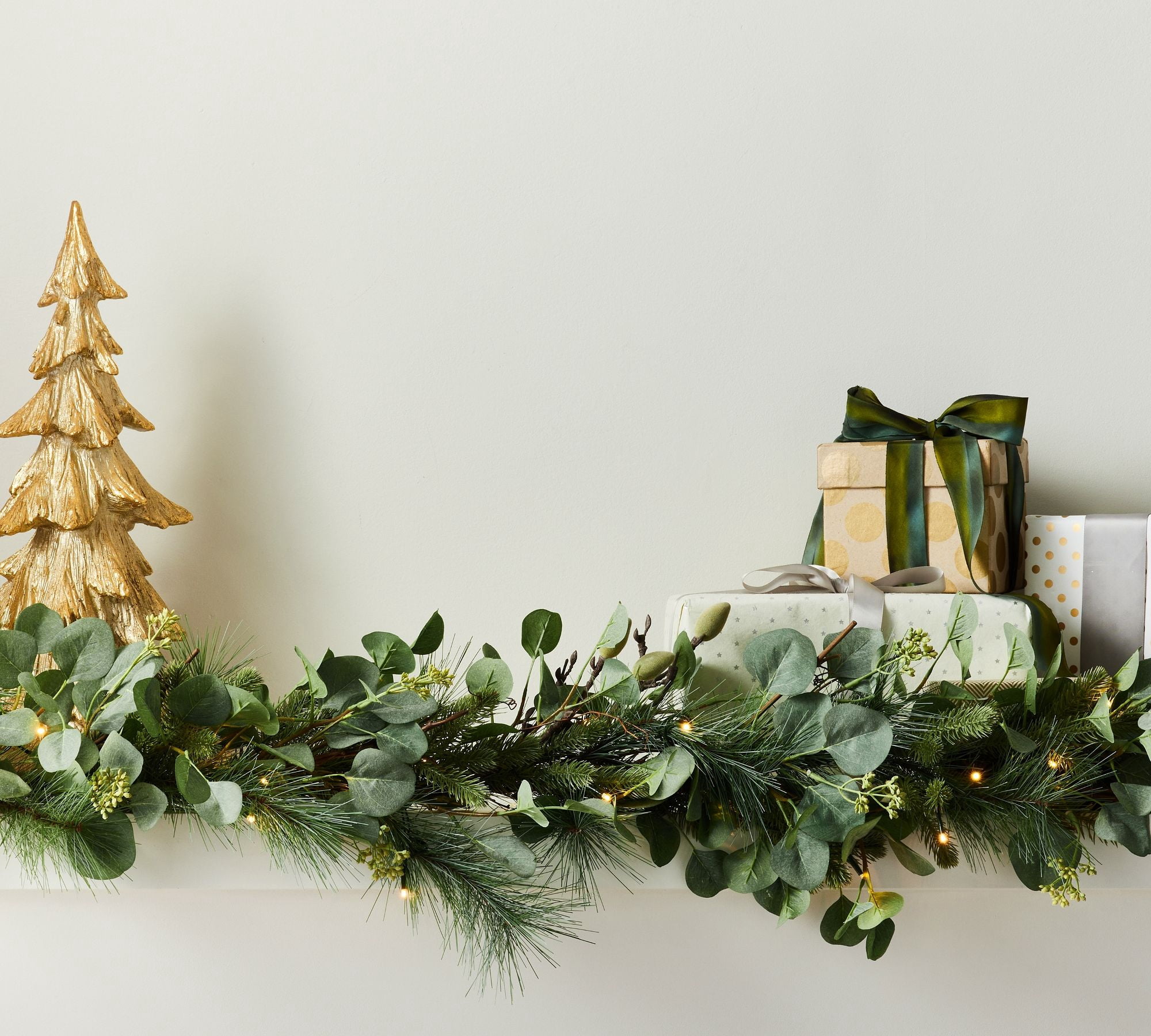 6FT Real Touch Pine Garland Christmas with Light Winter Artificial Faux ...