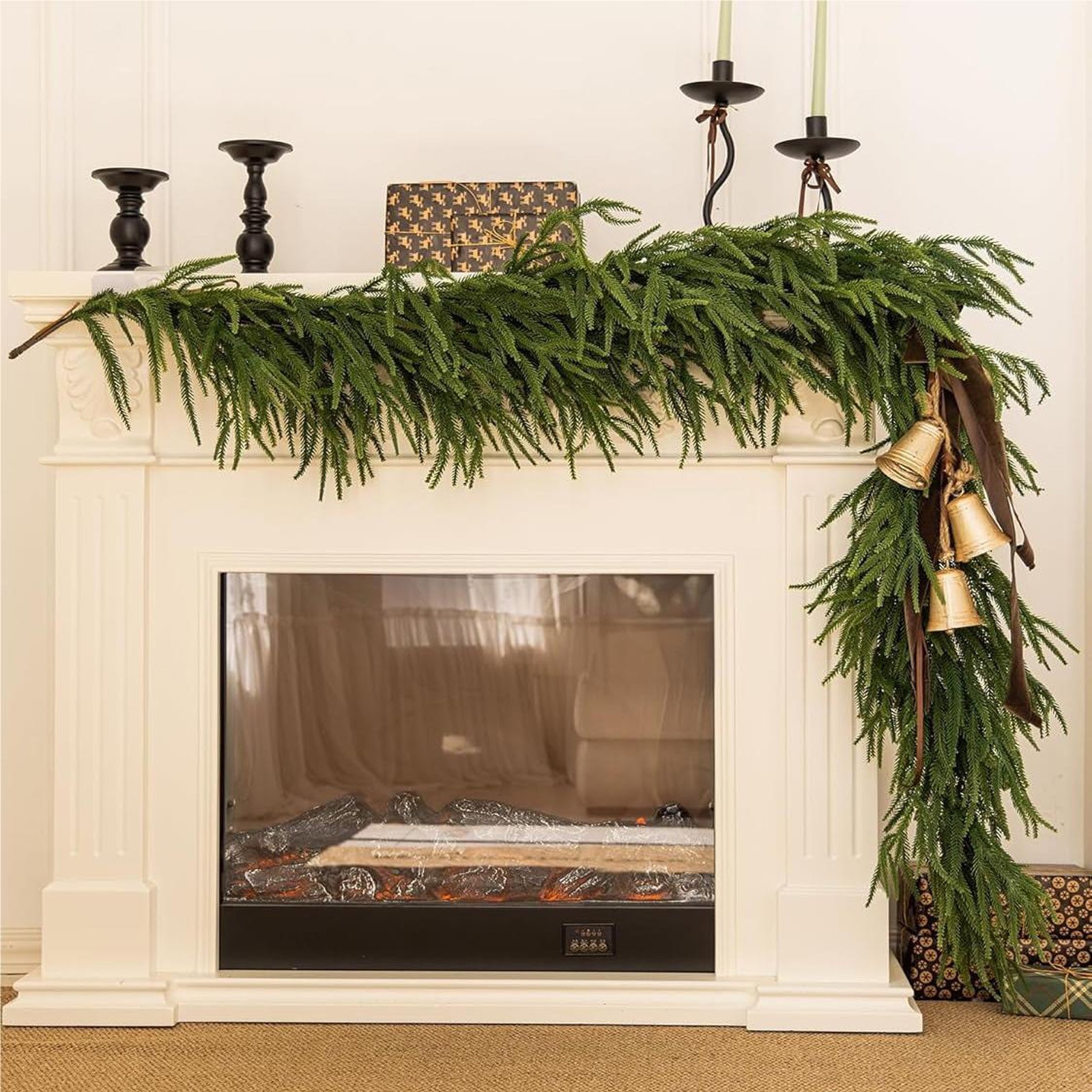 6FT Realistic Christmas Garland,Natural Droopy,Soft Bendable Garland ...