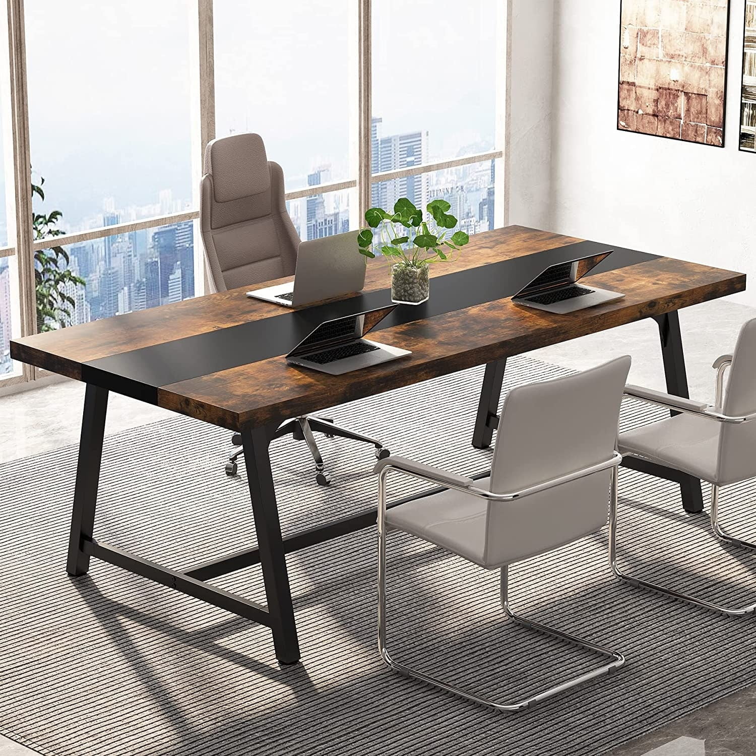 6FT Rectangle Conference Table, 70.87" Meeting Table for 6-8 People ...