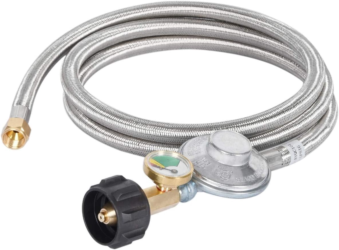 6FT Regulator Hose with Gauge, Grill Regulator Hose QCC1 Connection for ...