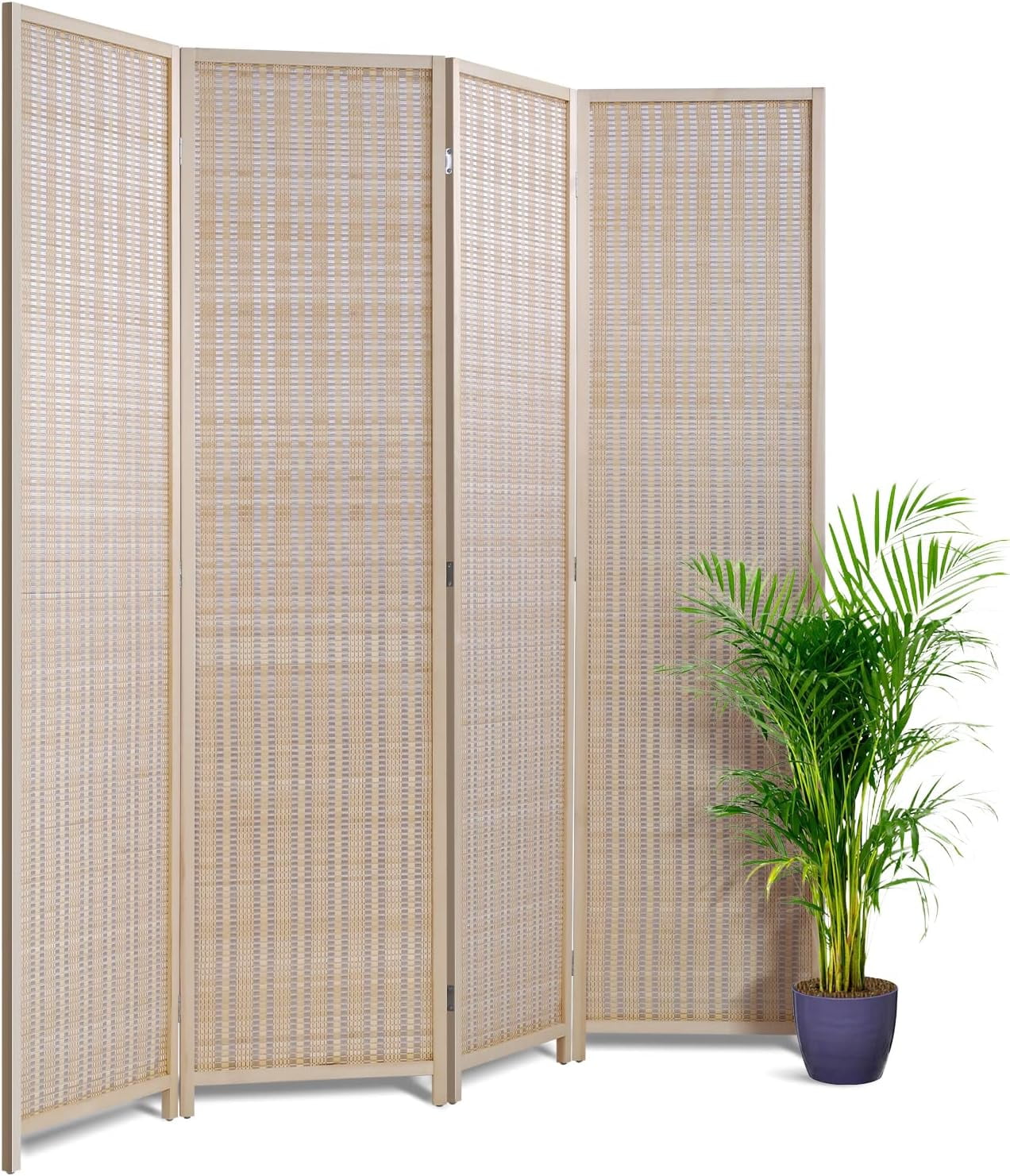 6FT Room Divider 4 Panel, 72 Inch Wall Divider Wood Screen Privacy ...