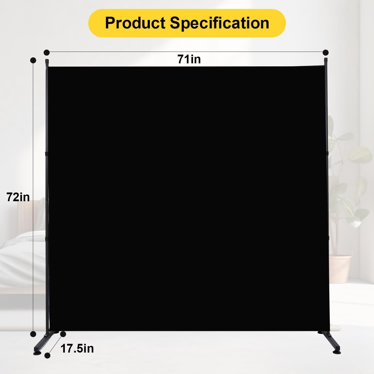 6FT Single-Panel Room Divider, 71"W Fabric Privacy Screen — Portable ...
