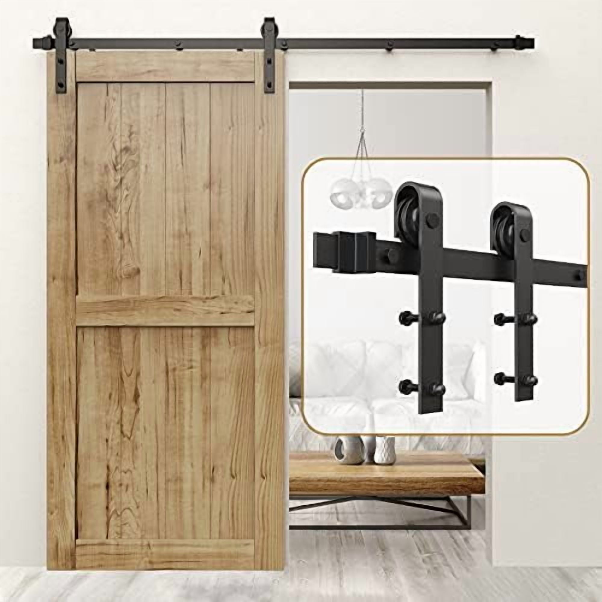 6FT Sliding Barn Door Hardware Track kit,Fit 36" Wide Single Door Panel ...