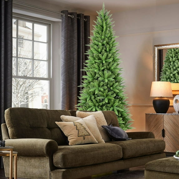 6FT Slim Christmas Tree - 850 PE+PVC Tips Hinged Design & Stable Metal ...