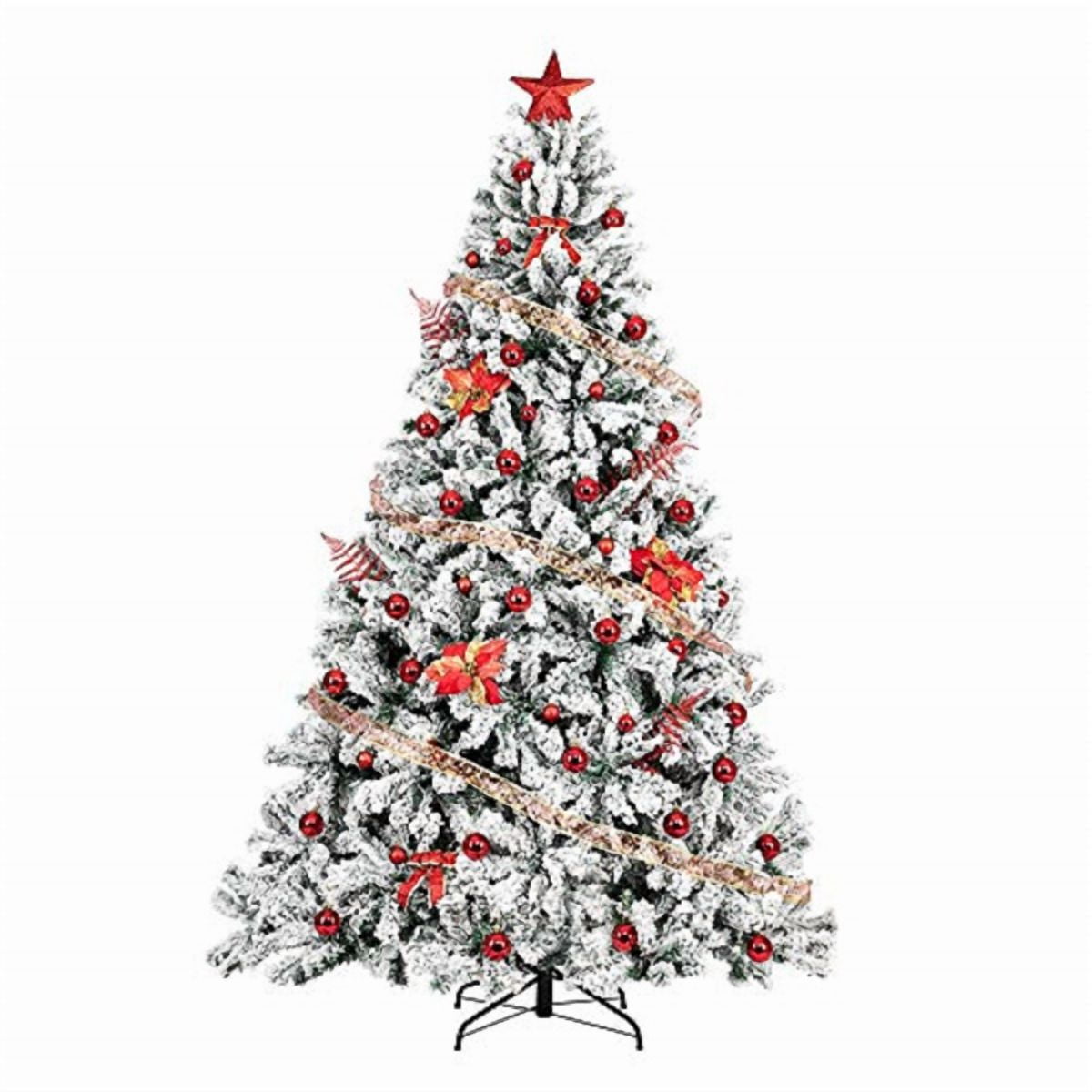 6FT Snow-Flocked Artificial Christmas Tree - 1050 PVC Branch Tips ...