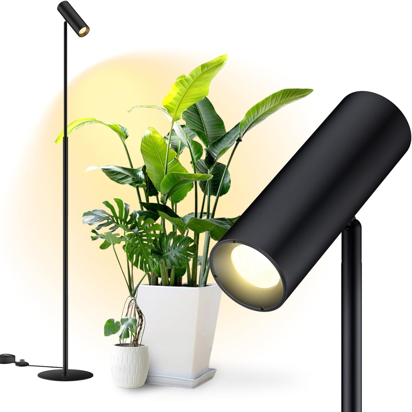 6FT Standing Grow Light for Indoor Plants, 25W 3000K Full Spectrum COB ...