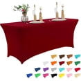 6FT Table Cloth for Rectangular Fitted Events Stretch Burgundy Table ...