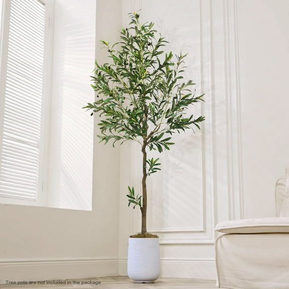 Faux Olive Tree, 6ft Tall Olive Trees Artificial for Indoor with ...