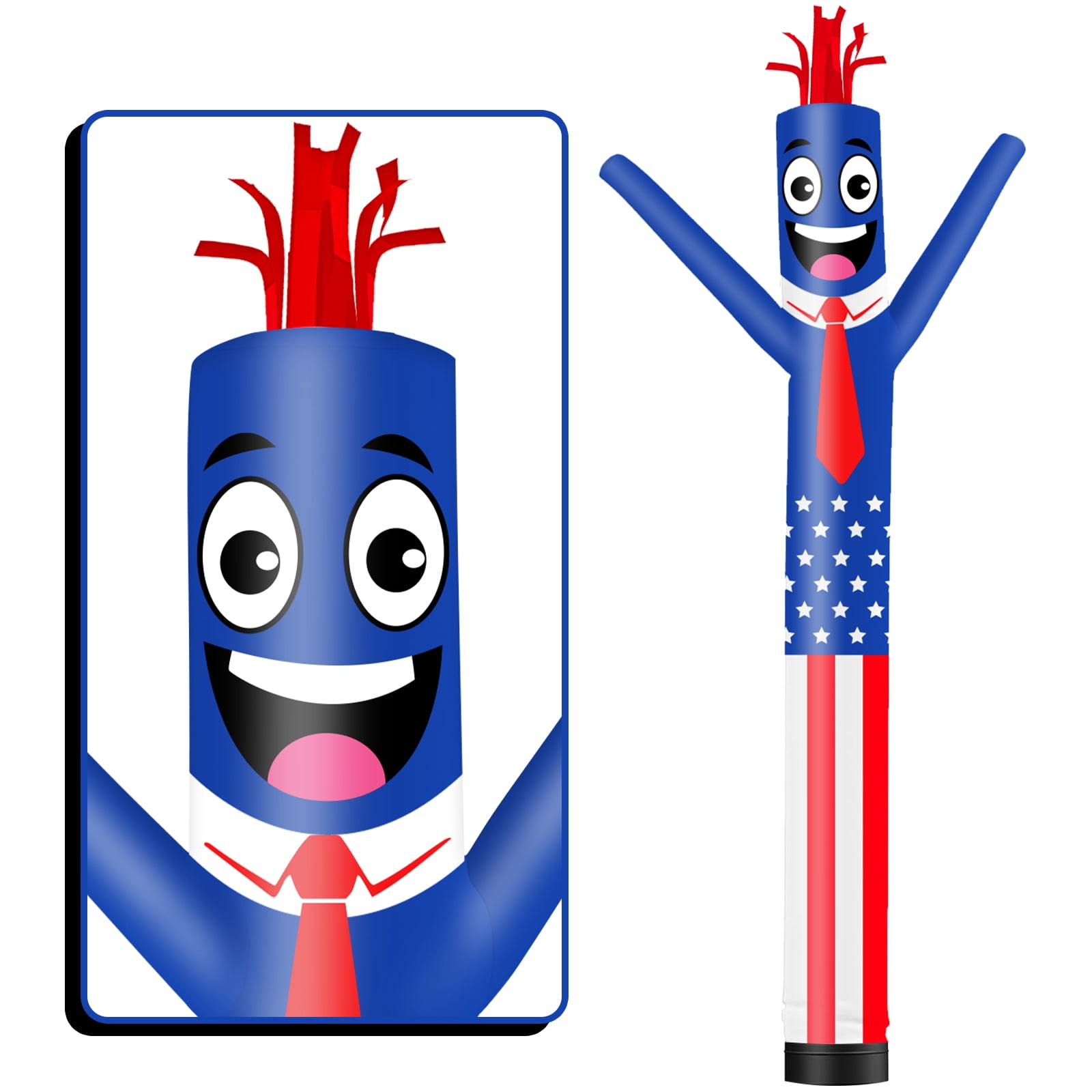 6FT Tall Inflatable Tube Man American Flag Wacky Wavy Dancing Guy (9 ...