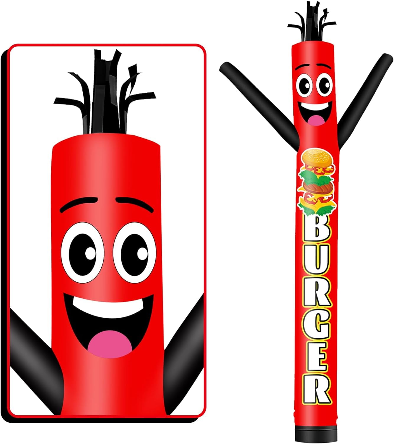 6FT Tall Inflatable Tube Man Burger Wacky Wavy Dancing Guy (9''Diameter ...