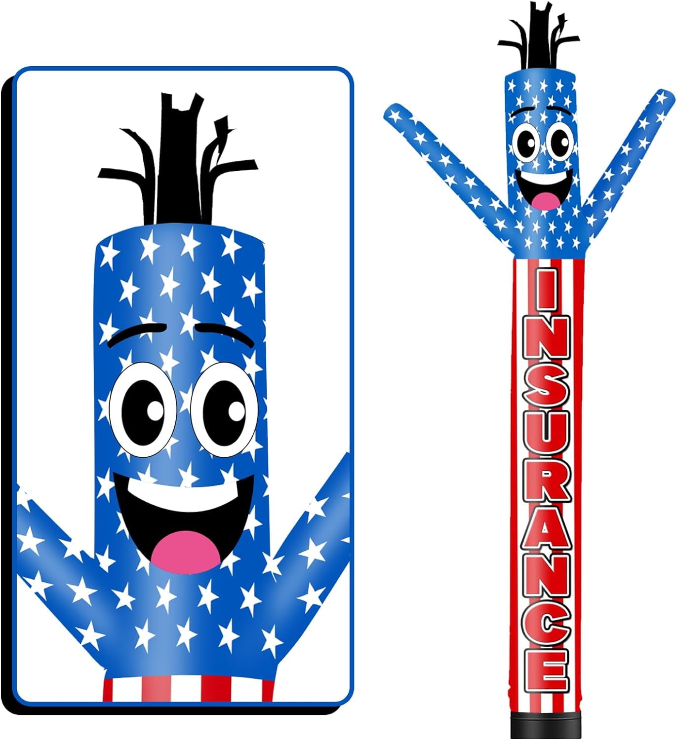 6FT Tall Insurance Inflatable Tube Man (9''Diameter) Wacky Wavy Dancing ...