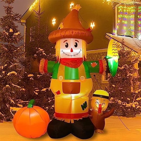 6FT Thanksgiving Inflatable Scarecrow Decoration, Blow Up Outdoor Yard ...