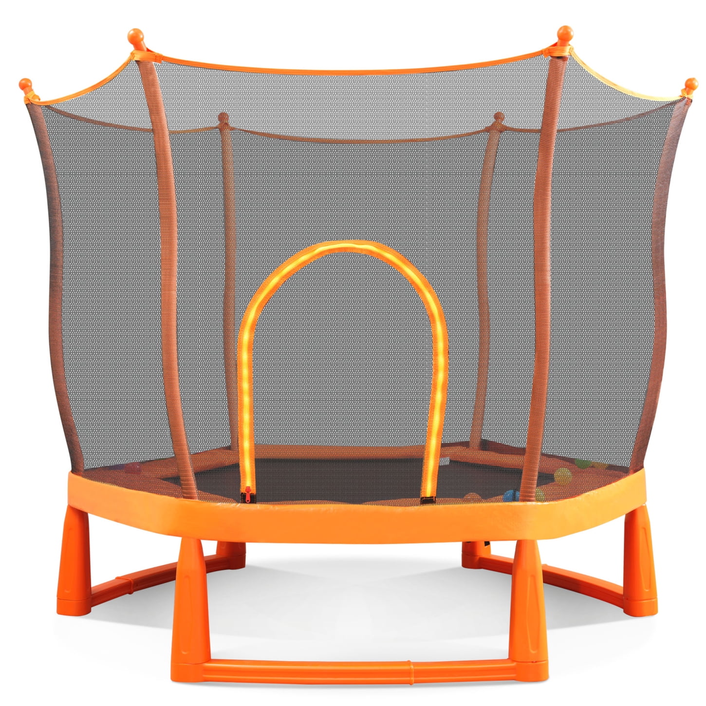 6FT Toddlers Lotus Shape Trampoline with Safety Enclosure Net and Ocean ...