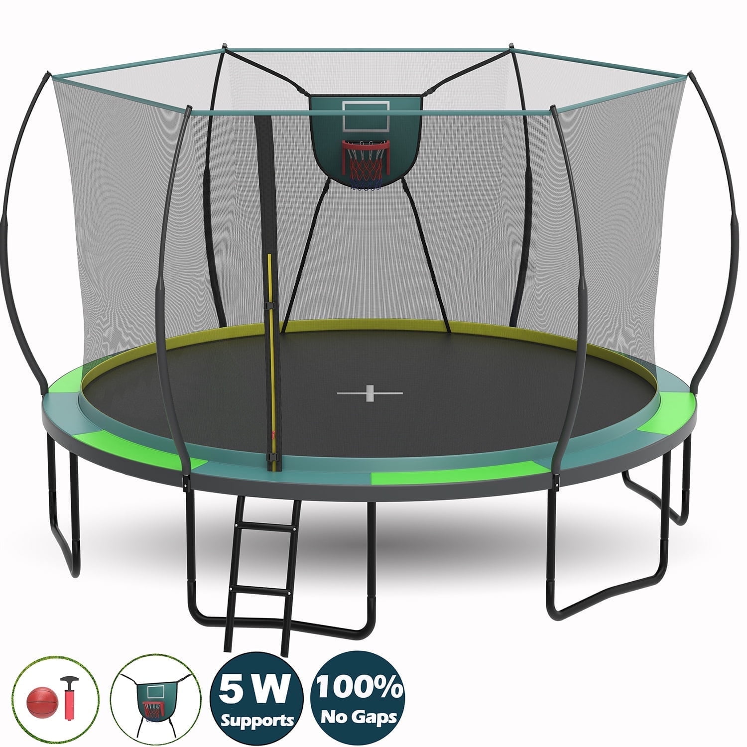 12FT Trampoline for Kids, Round Trampoline with Enclosure Net, Safety ...