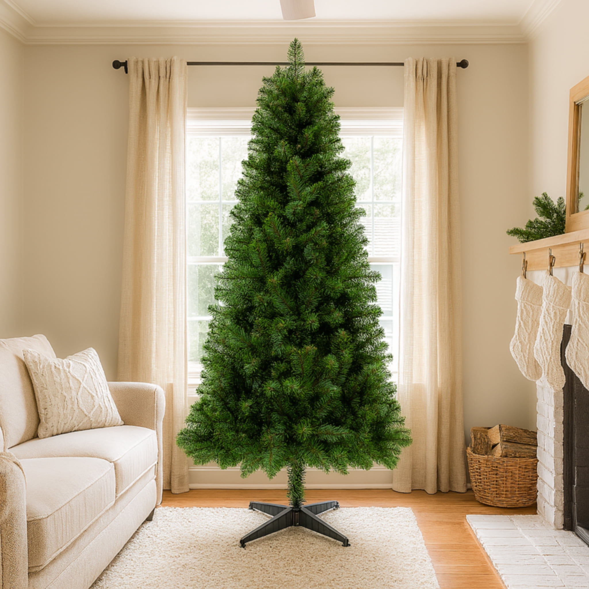 6FT Unlit Artificial Christmas Tree with 490 Tips, PVC Full Branches ...