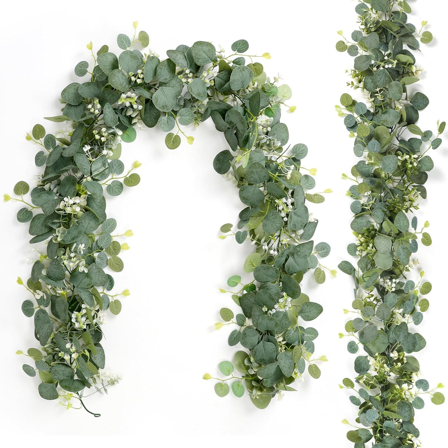 SZBAOAN 6FT Artificial Rose Garland Vines, Eucalyptus Silk Garland ...