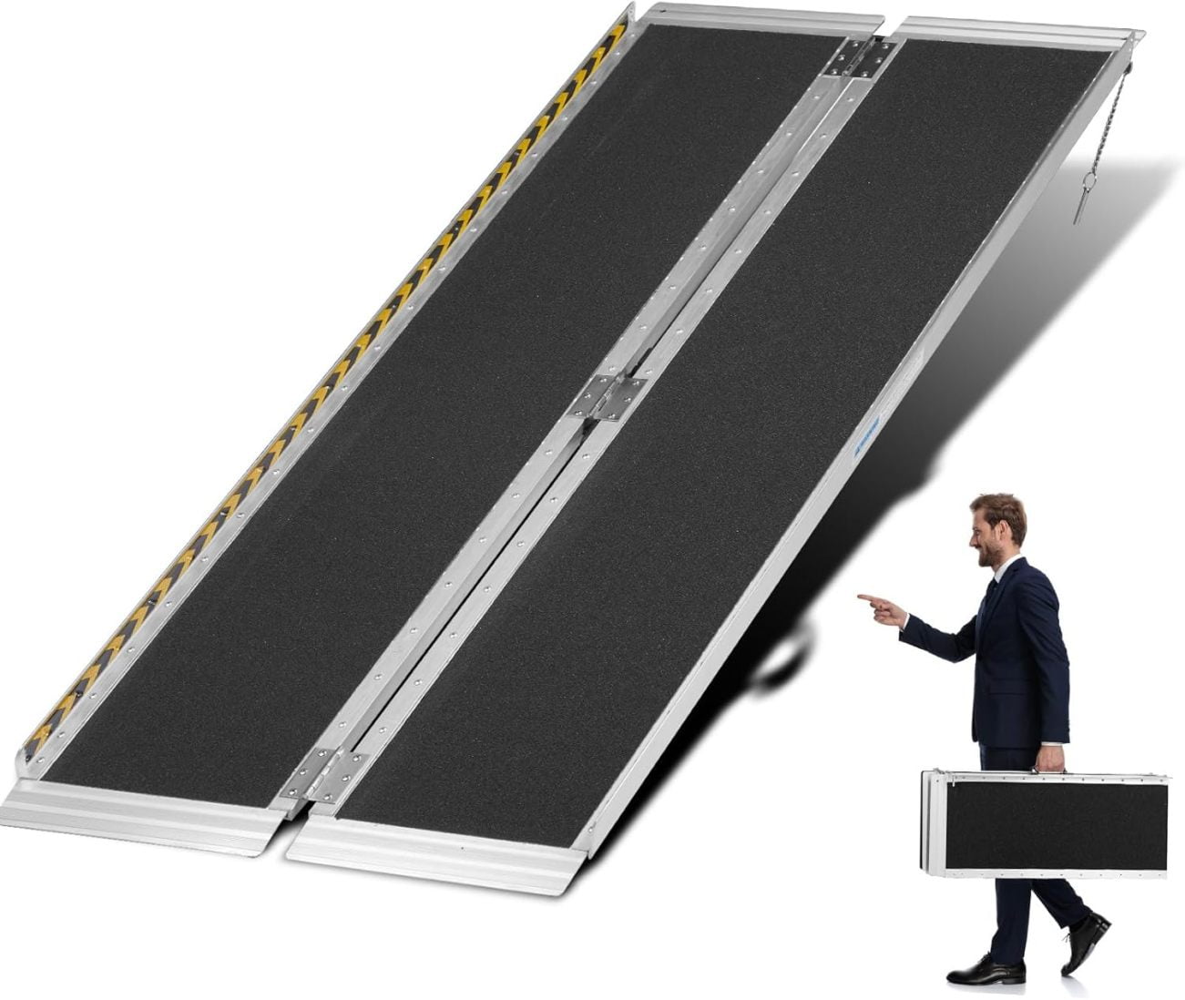 6FT Wheelchair Ramp Non-Skid Threshold Ramp 72in Portable Aluminum ...