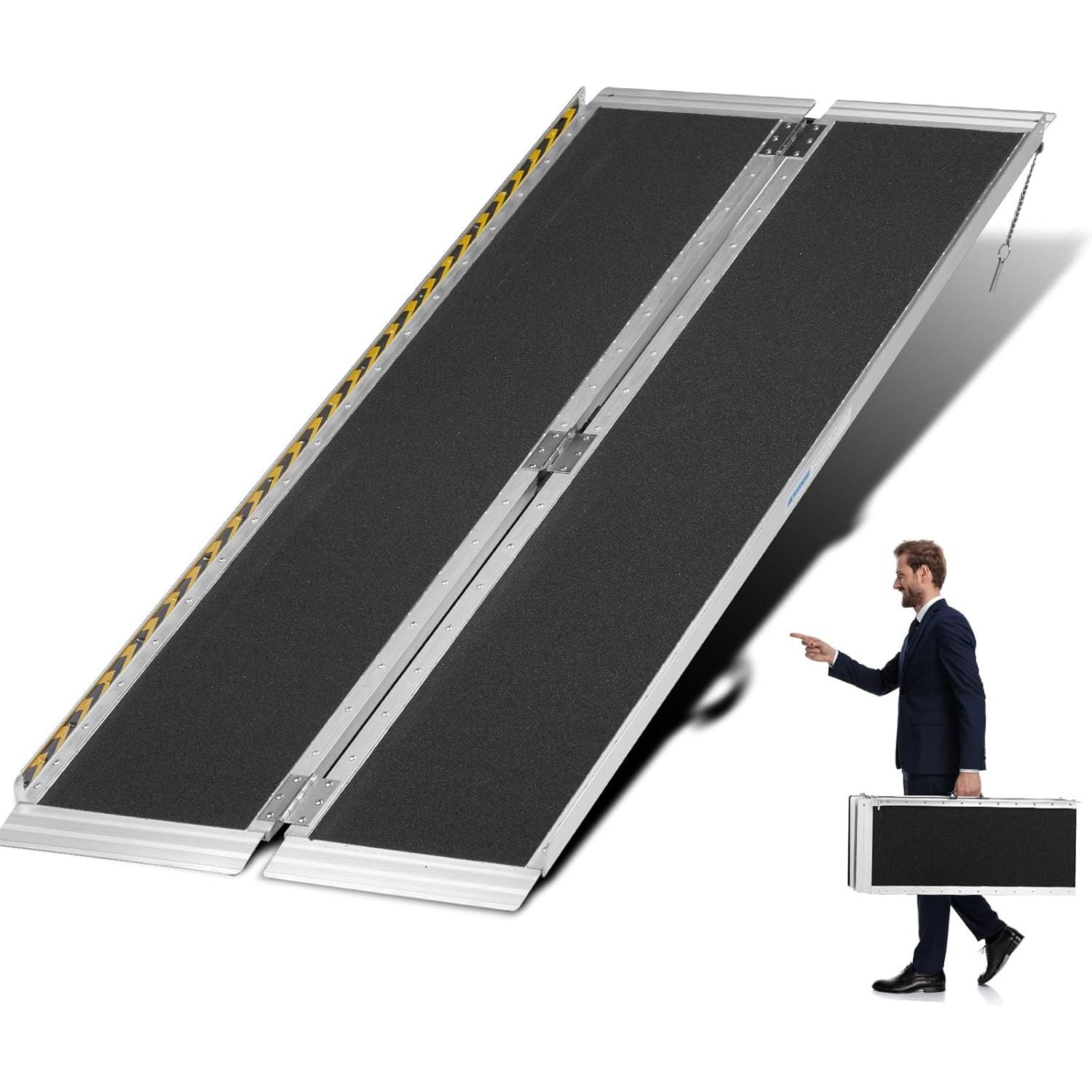 6FT Wheelchair Ramp Non-Skid Threshold Ramp 72in Portable Aluminum ...