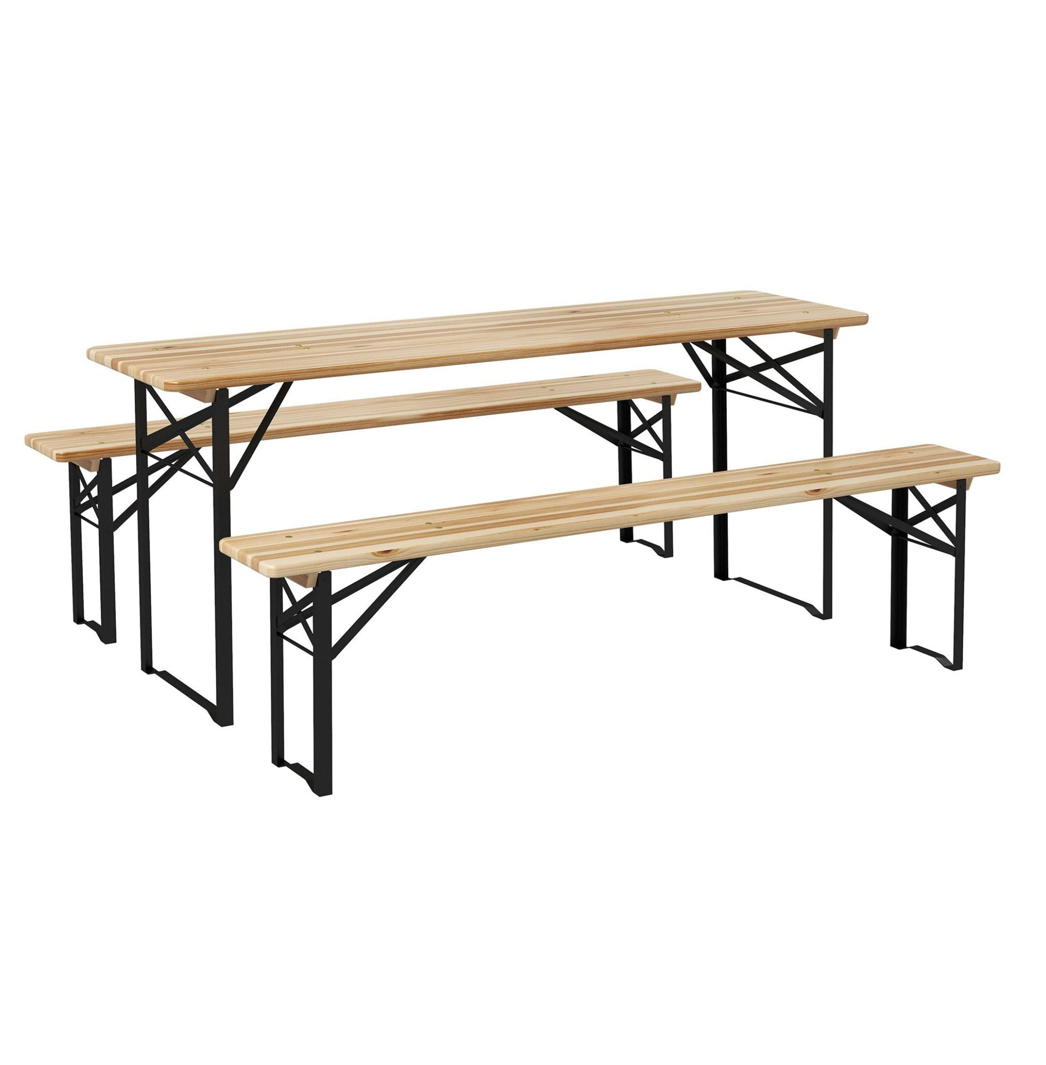 6FT Wooden Picnic Table Set with Benches - Portable Beer Table for ...