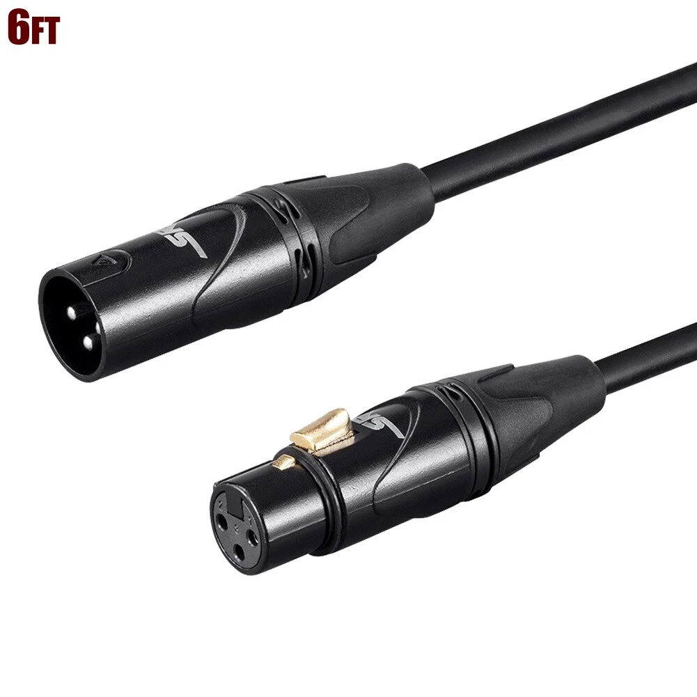 6FT XLR 3 Pin Male to Female Analog Audio Mic Microphone Cable Balanced ...