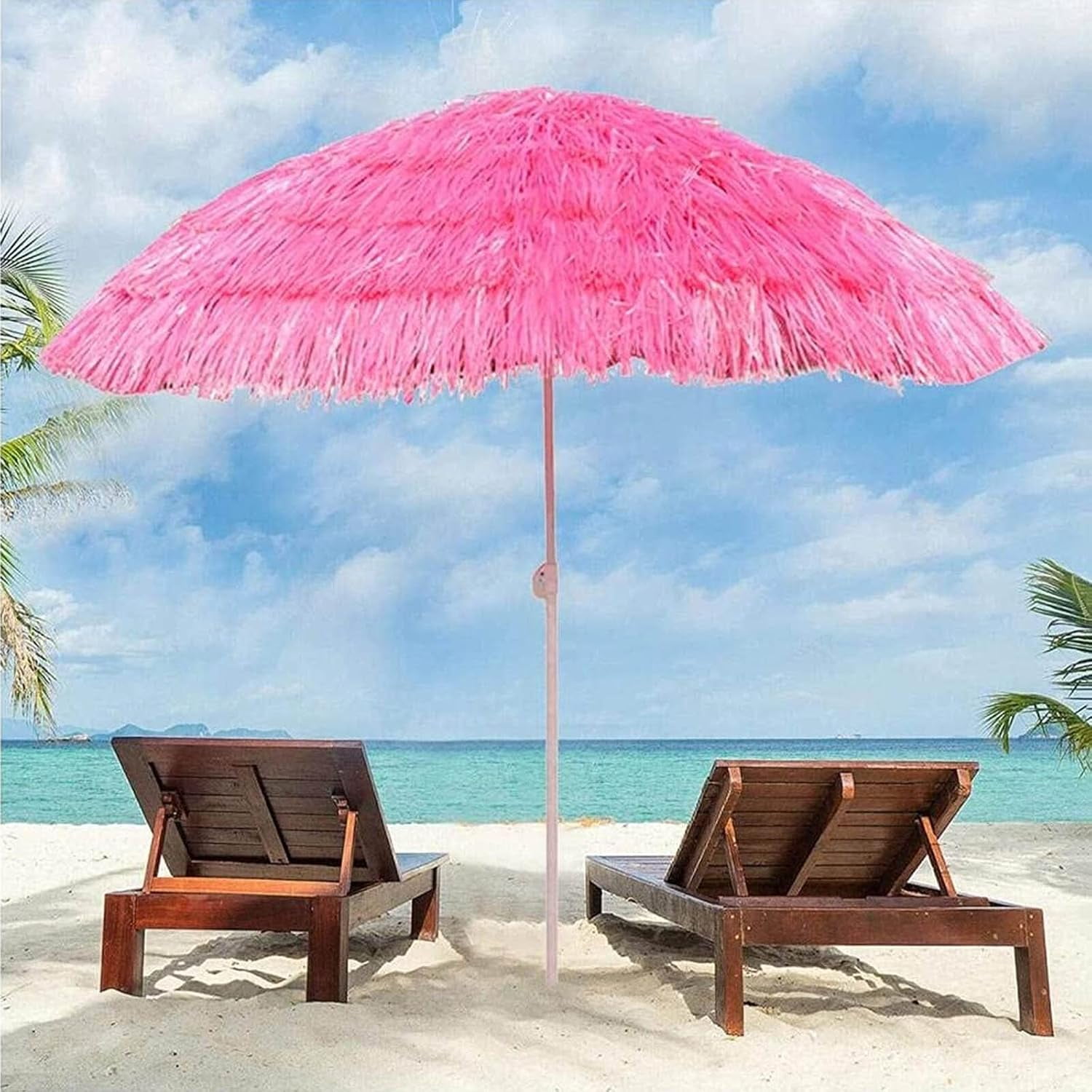 6Ft Beach Umbrellas For Sand Hawaiian Parasol Raffia Patio Umbrella ...