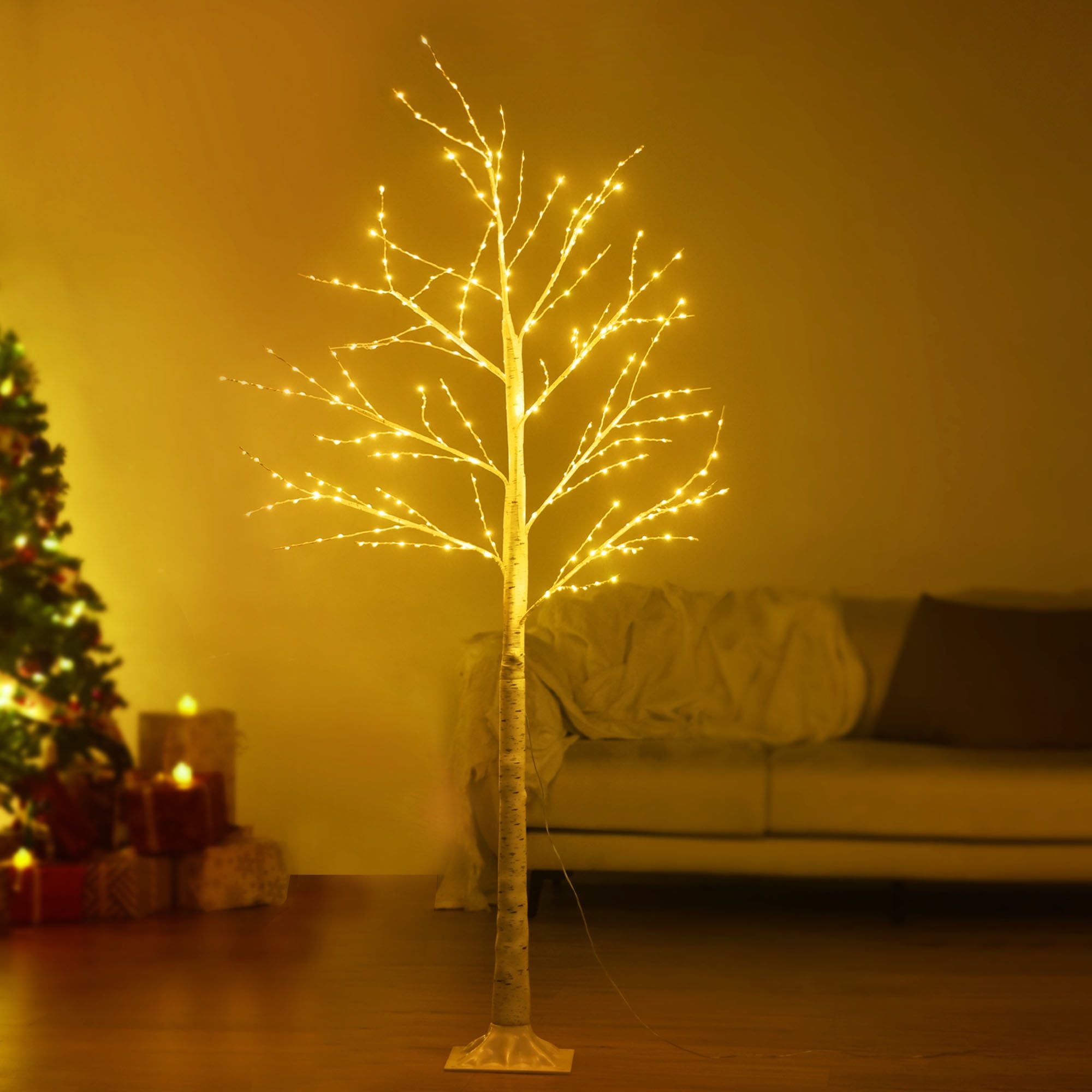 SEGMART 6Ft LED Birch Tree with 305 LEDs, Christmas Tree with 8 Modes ...