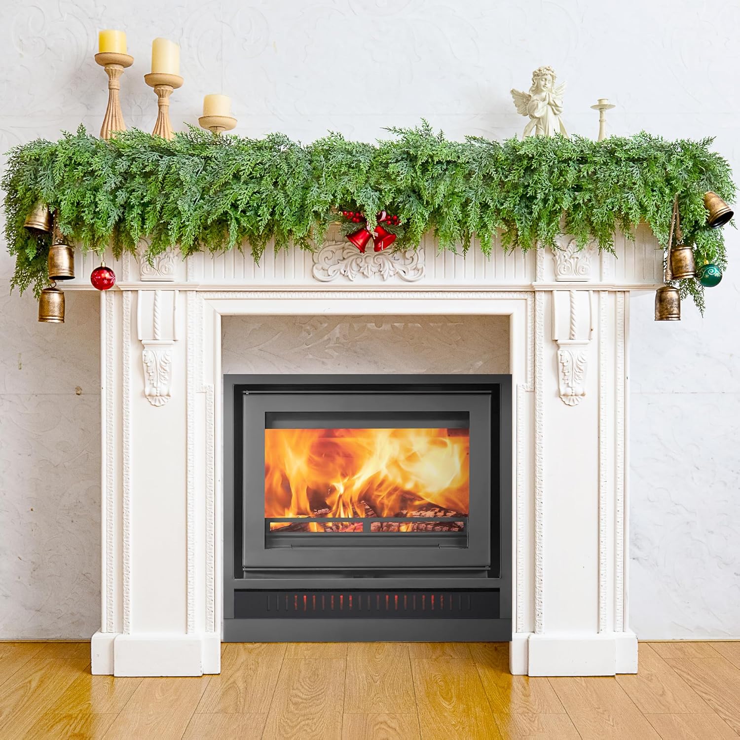 6Ft Christmas Garland Faux Cedar Cypress Garland Soft and Lush Pine ...