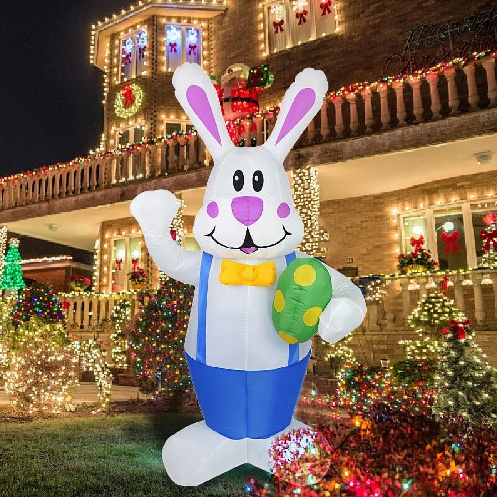 6Ft Easter Inflatables Bunny with LED Lights, Blow Up Cute Decor ...