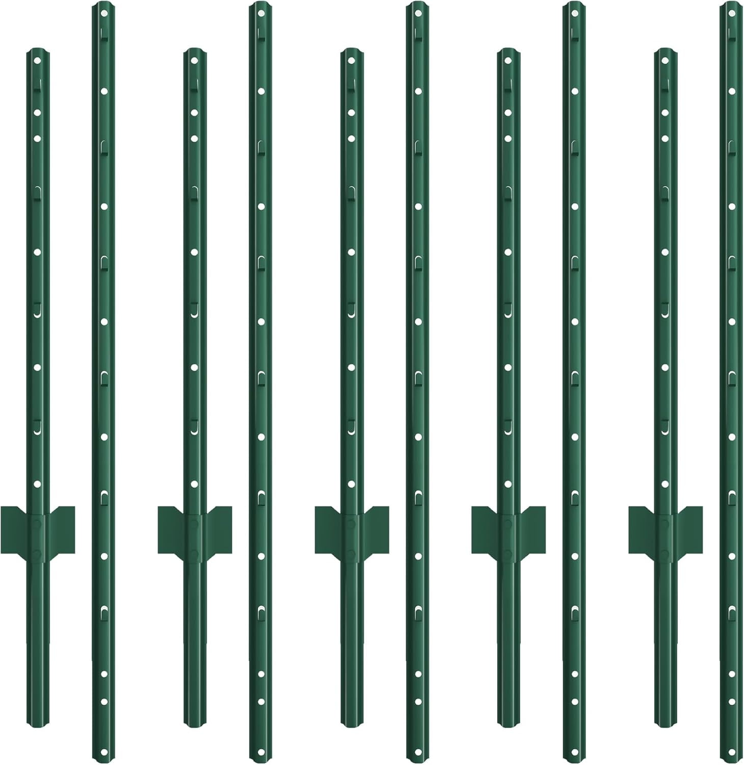 6Ft Fence Posts - 5Pack, Heavy Duty Metal Fence Post with U-Channel, No ...