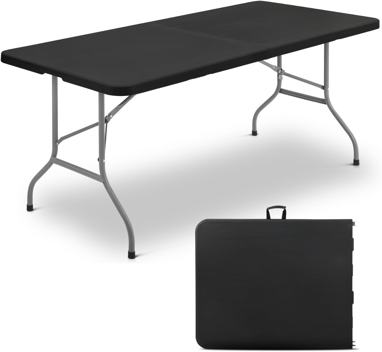 6Ft Folding Table for Indoor & Outdoor Events, Portable Built-in Handle ...