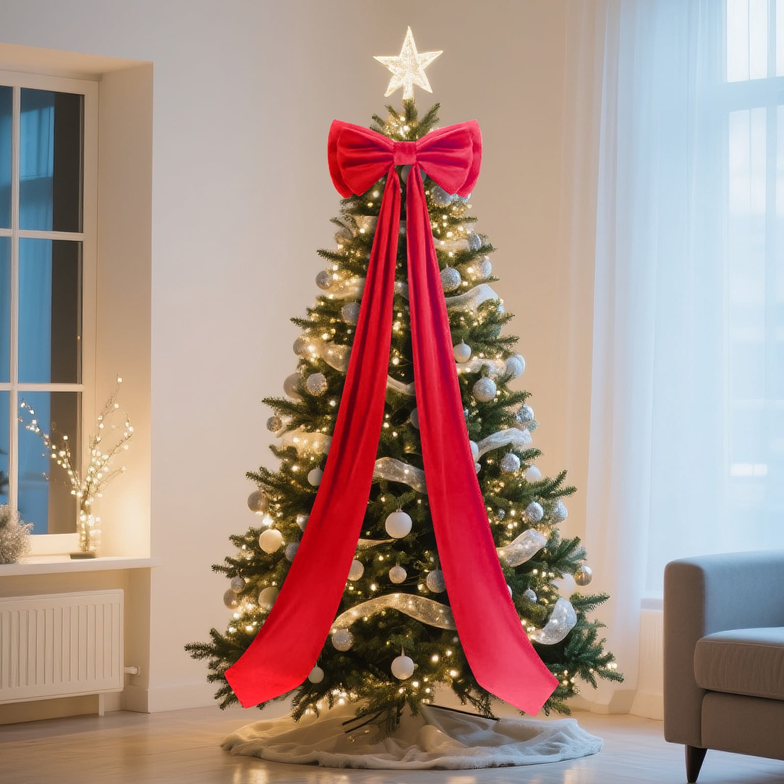 6Ft Giant Bows for Christmas Tree, Large Valentine's Day Home Decor ...