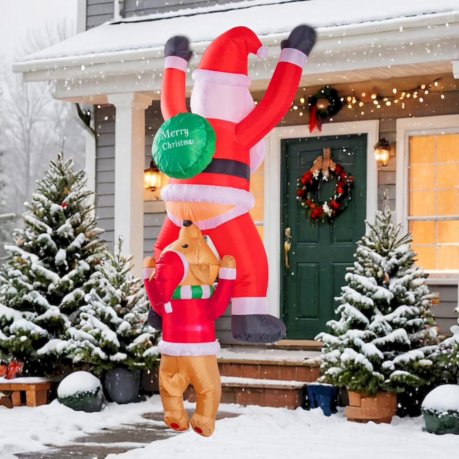 6Ft Hanging Christmas Inflatables Outdoor Decorations Climbing Santa ...