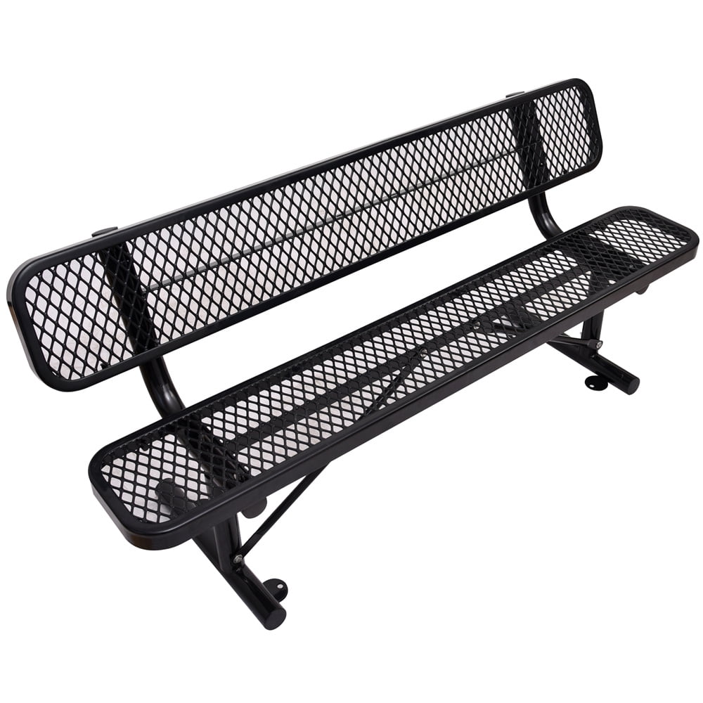 6Ft Heavy Duty Park Bench with Steel Frame, Outdoor Metal Mesh Bench ...