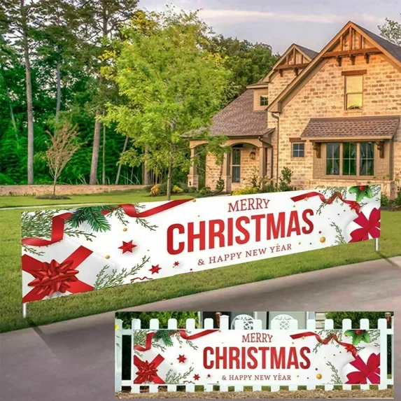 6Ft Large Merry Christmas Banner Santa Claus Sign Outdoor Garden Xmas ...