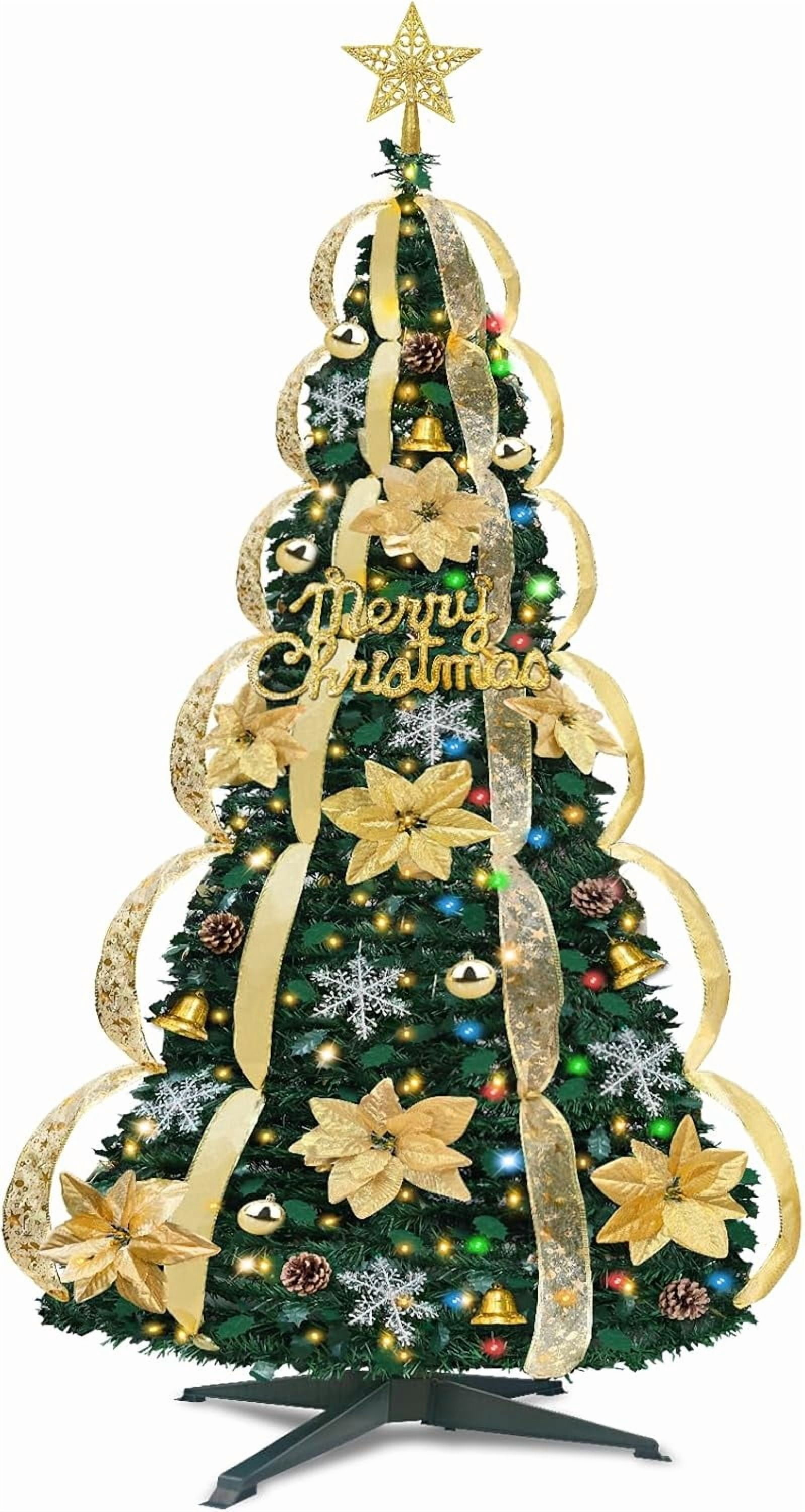 6Ft Pop Up Full Christmas Tree Prelit Dual Color Change and Pre ...