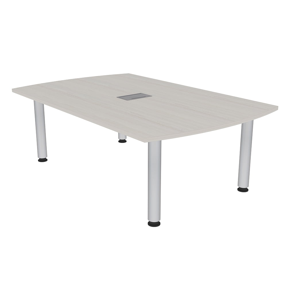 6Ft Powered Arc Rectangle Conference Room Table With Silver Post Legs ...