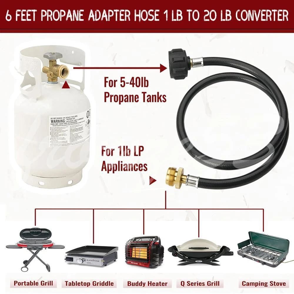 6Ft Propane Adapter Hose Lp Tank 1Lb To 20Lb Converter For Qcc1 Type1 ...