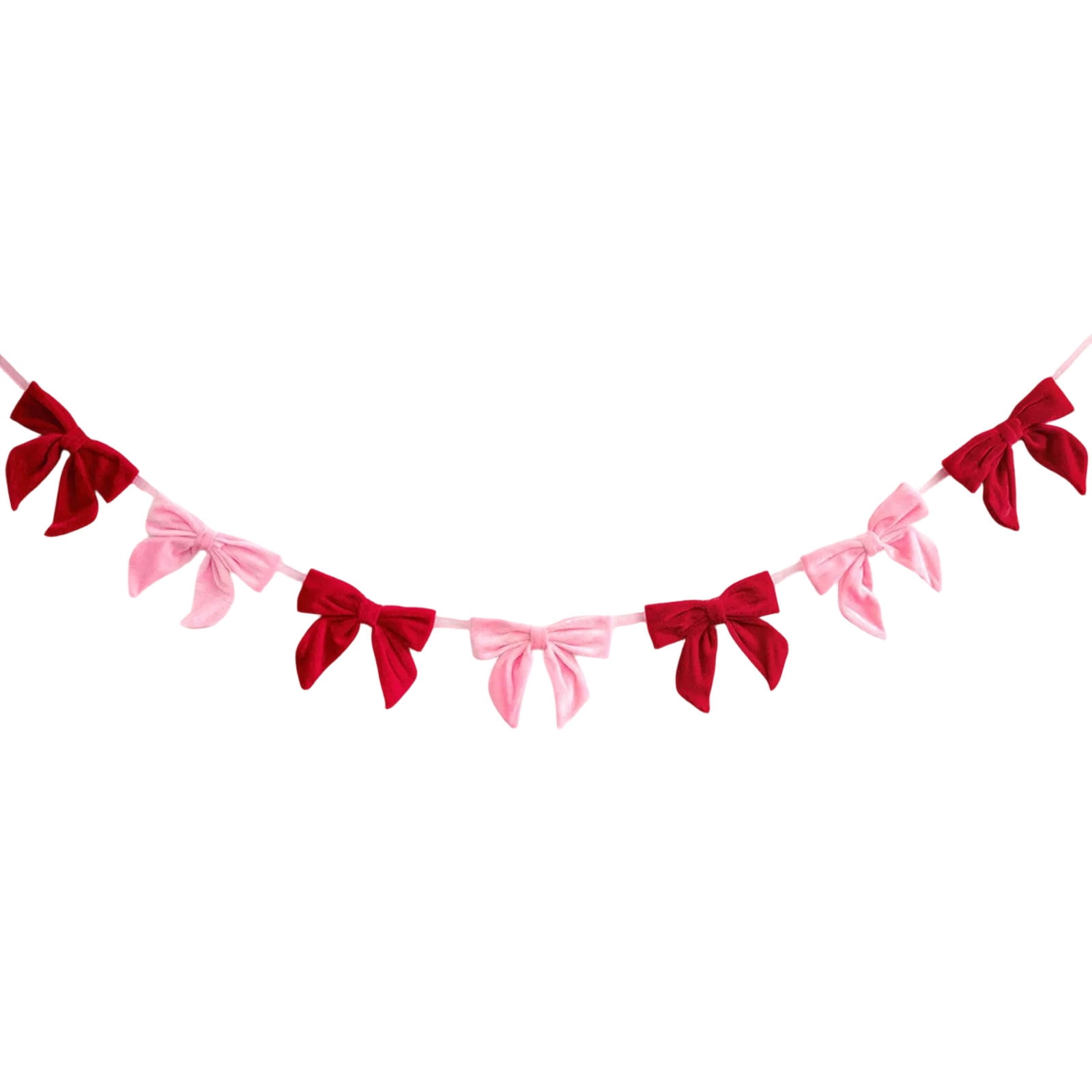 6Ft Red Velvet Bow Garland Festive Banner with Pink and Red Bows ...