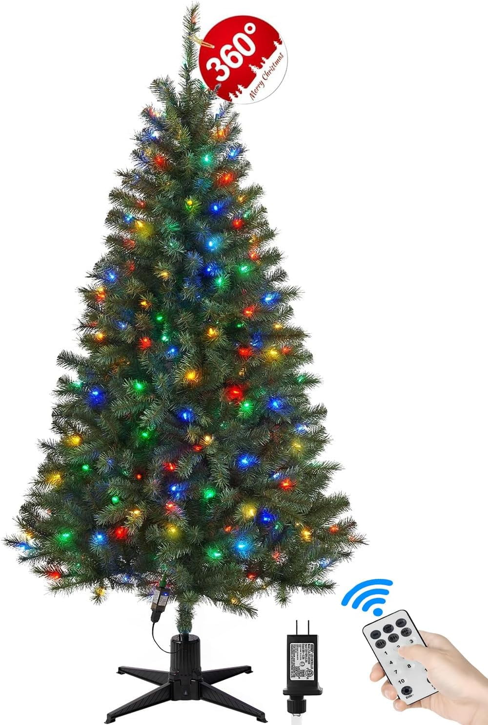 6Ft Rotating Artificial Christmas Tree, 360° Spinning Christmas Tree ...