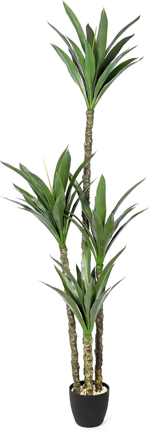 6Ft Tall Artificial Agave Plant with 4 Heads, Large Faux Dracaena Yucca ...