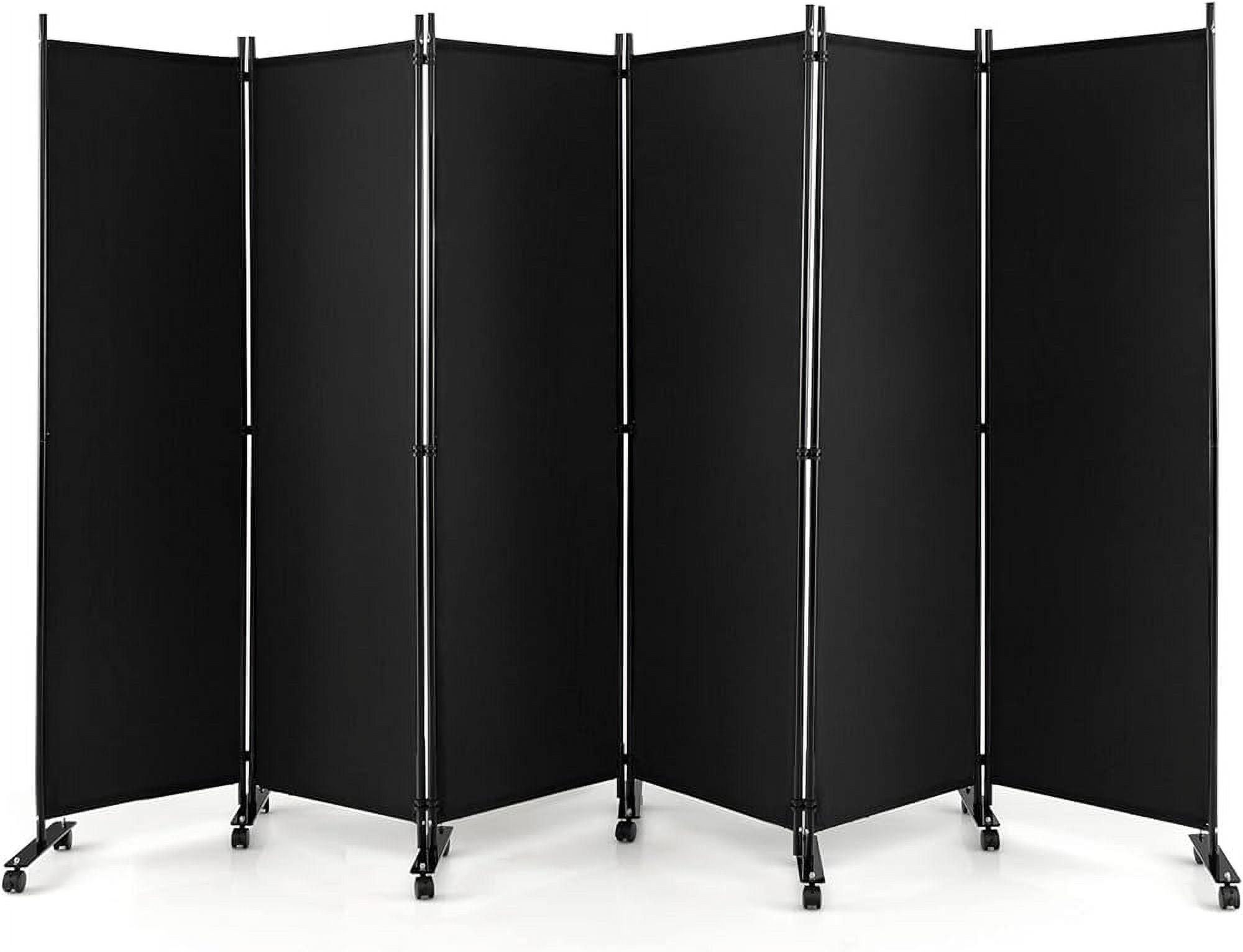 6Ft Tall Room Divider with Rollers - 73" Wide Freestanding Lightweight ...