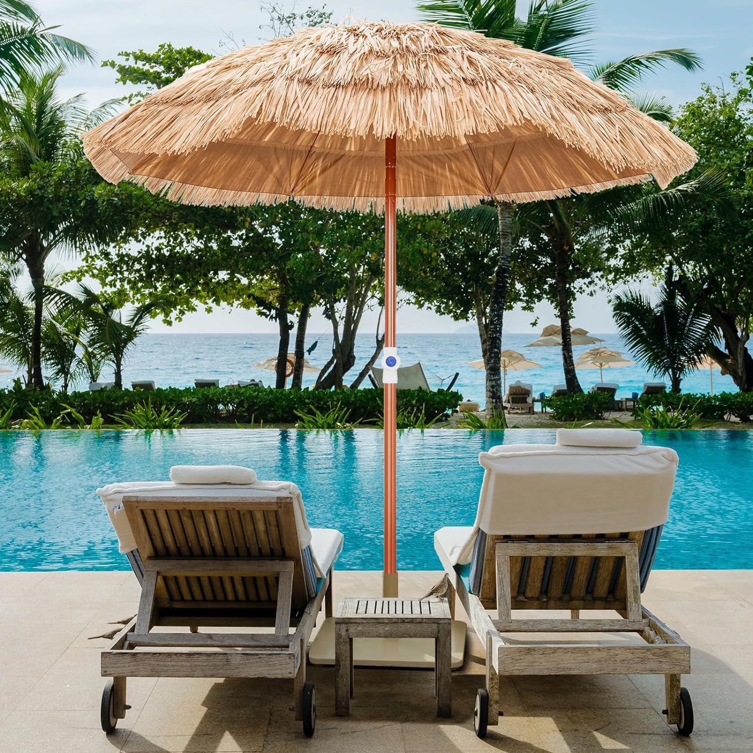 6Ft Thatched Patio Umbrella, Hawaiian Tiki Umbrella with Carrying Bag ...