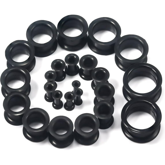 6G-25mm Soft Silicone Ear Gauges Stretching Kit Ear Tunnels Plugs ...