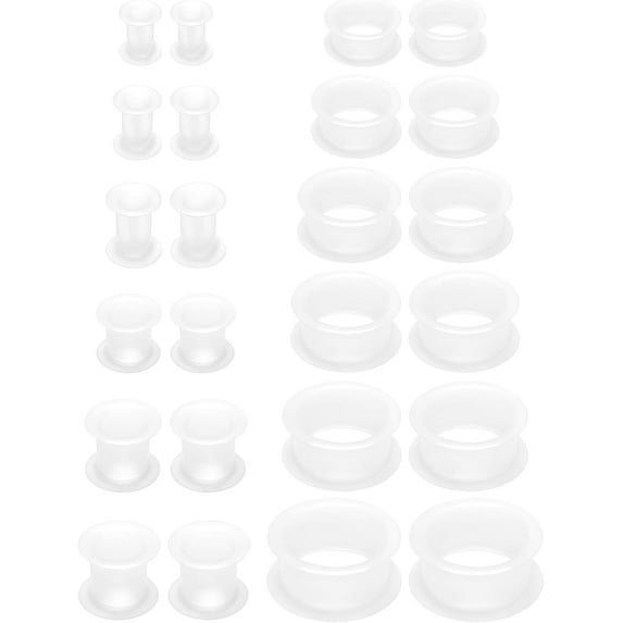 6G-25mm Thick Silicone Ear Gauges Tunnels Stretching Kit Rubber Flesh ...