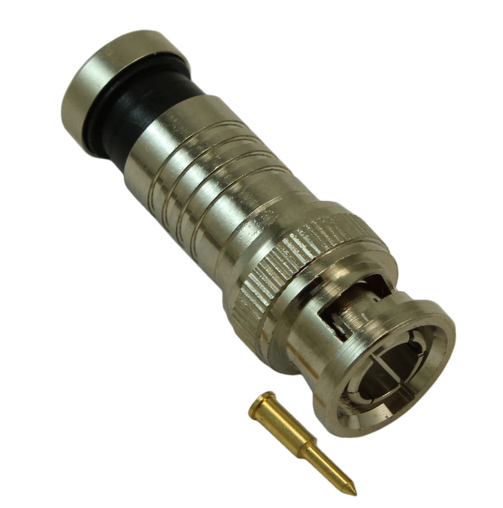 6G-SDI (4K) BNC Compression Connector for QUAD Shield RG6 Coax ...